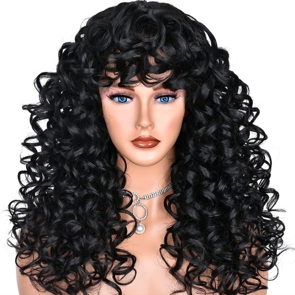 Accessories | Beautiful Curly Wig With Bangs | Poshmark